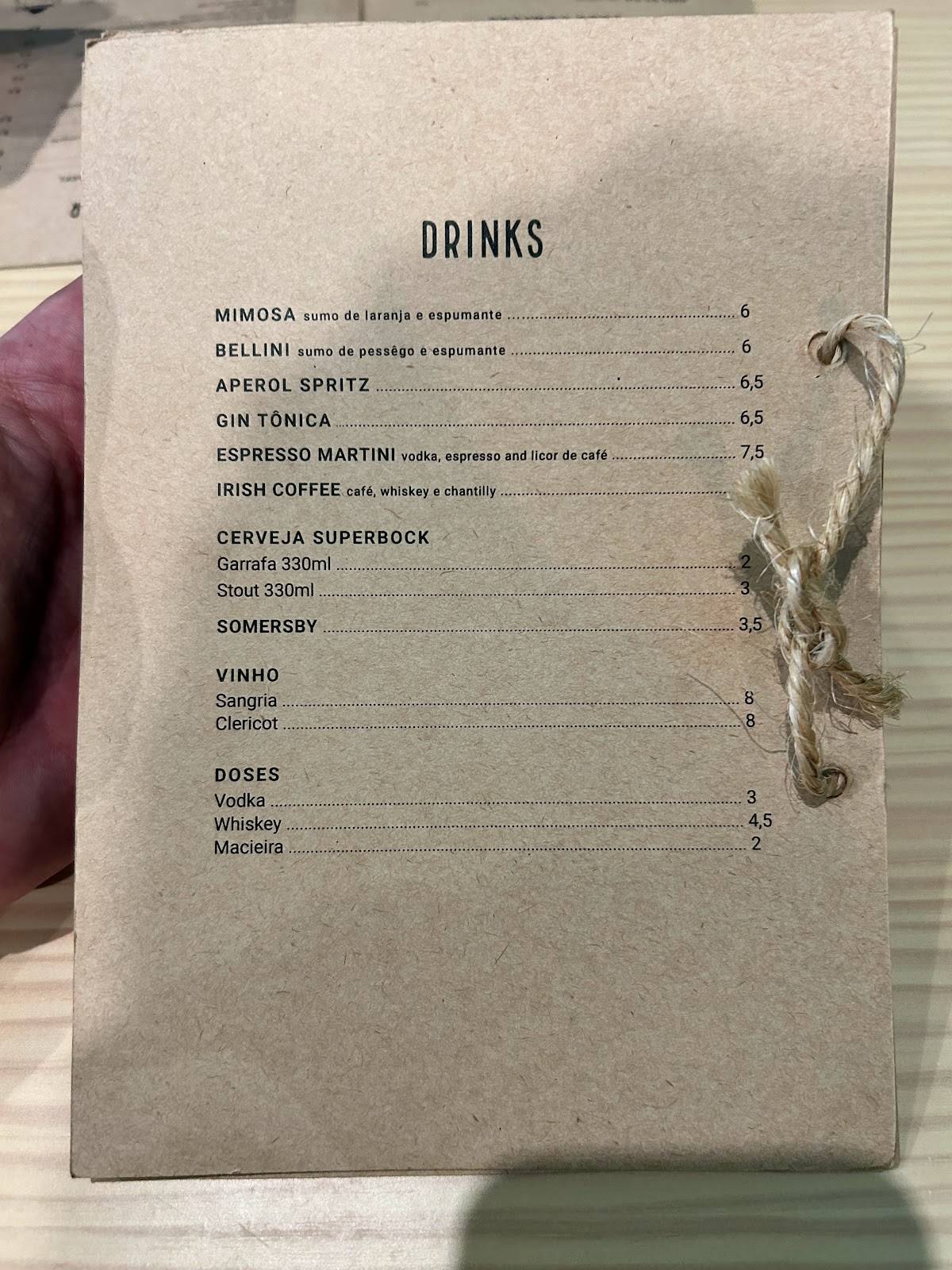 Menu em O Maroto restaurante, Lisboa
