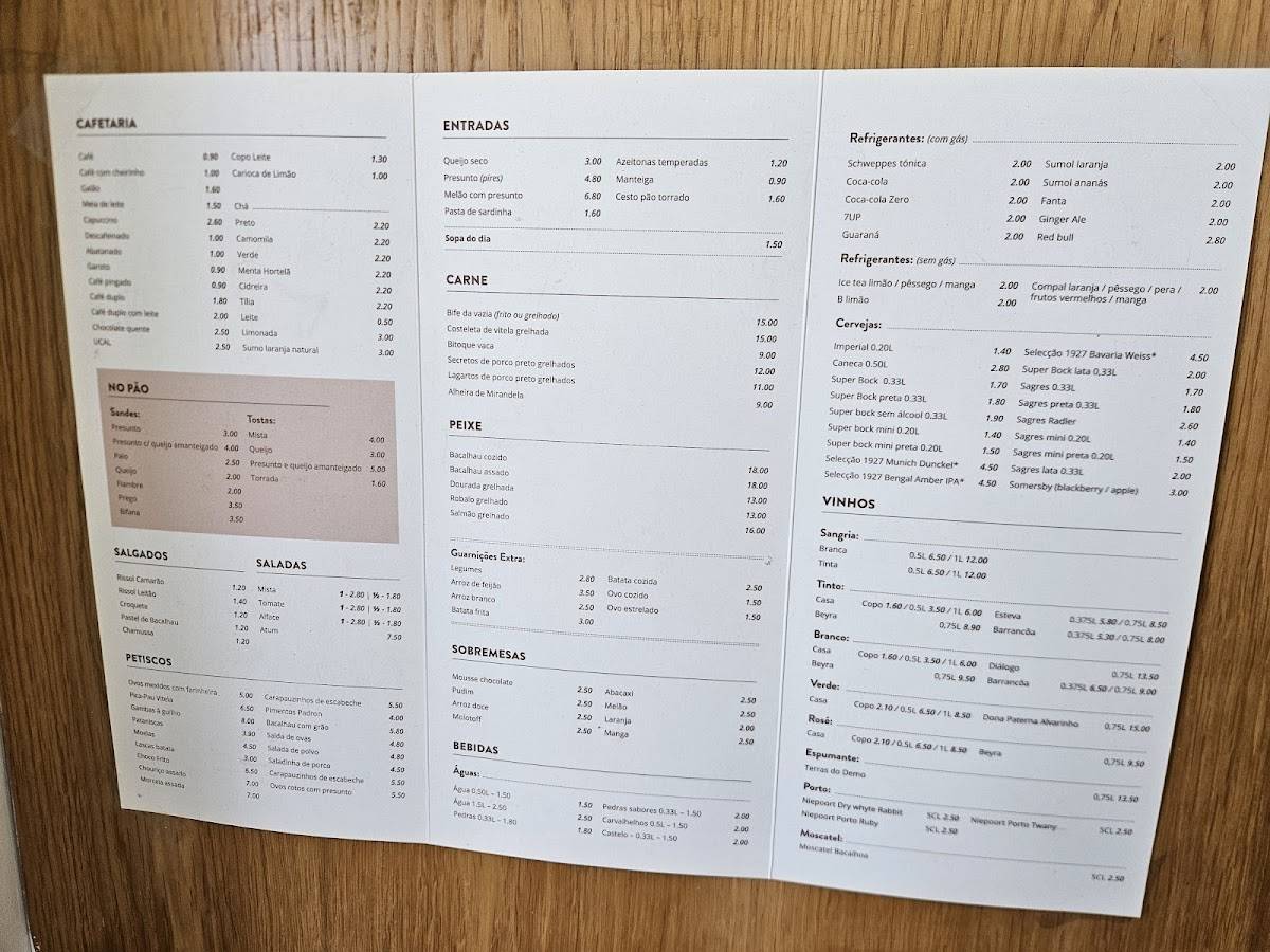 Menu em Restaurante Pérola do Tejo, Lisboa